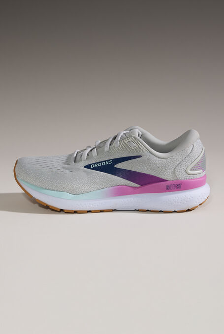 Brooks Women's Ghost 16 White/Grey/Estate Blue Athletic Lace Up Nursing ...